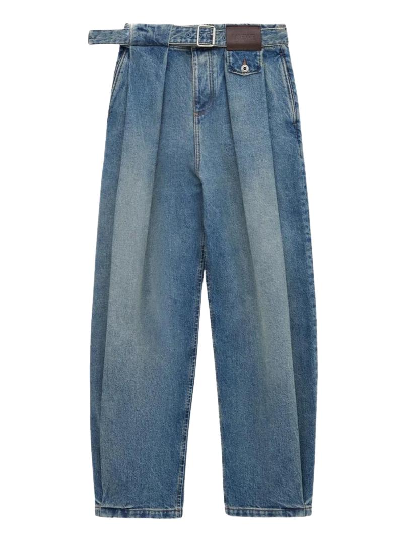 LOEWE Loewe Belted Pleated Wide Leg Jeans